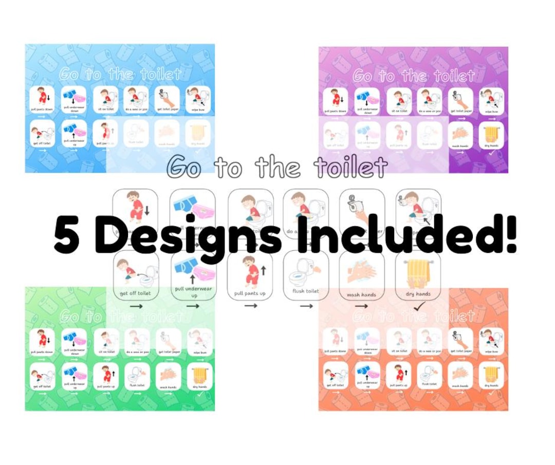 Step by Step Visual Schedule - Toileting - 5 Designs to Assist Kids ...
