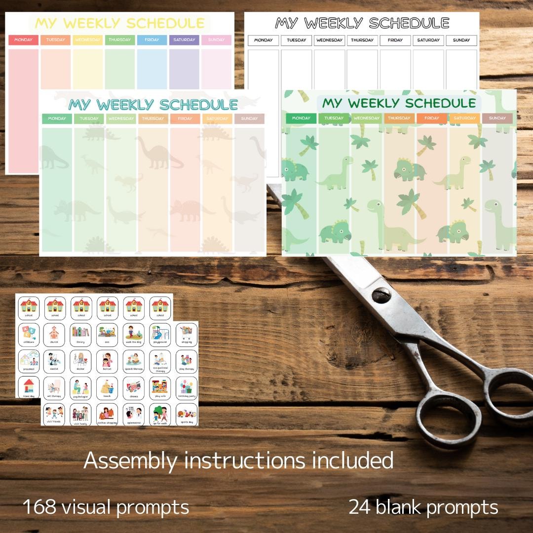 Dinosaur Weekly Schedule Editable| Visual Routine Chart for Kids | 168 ...