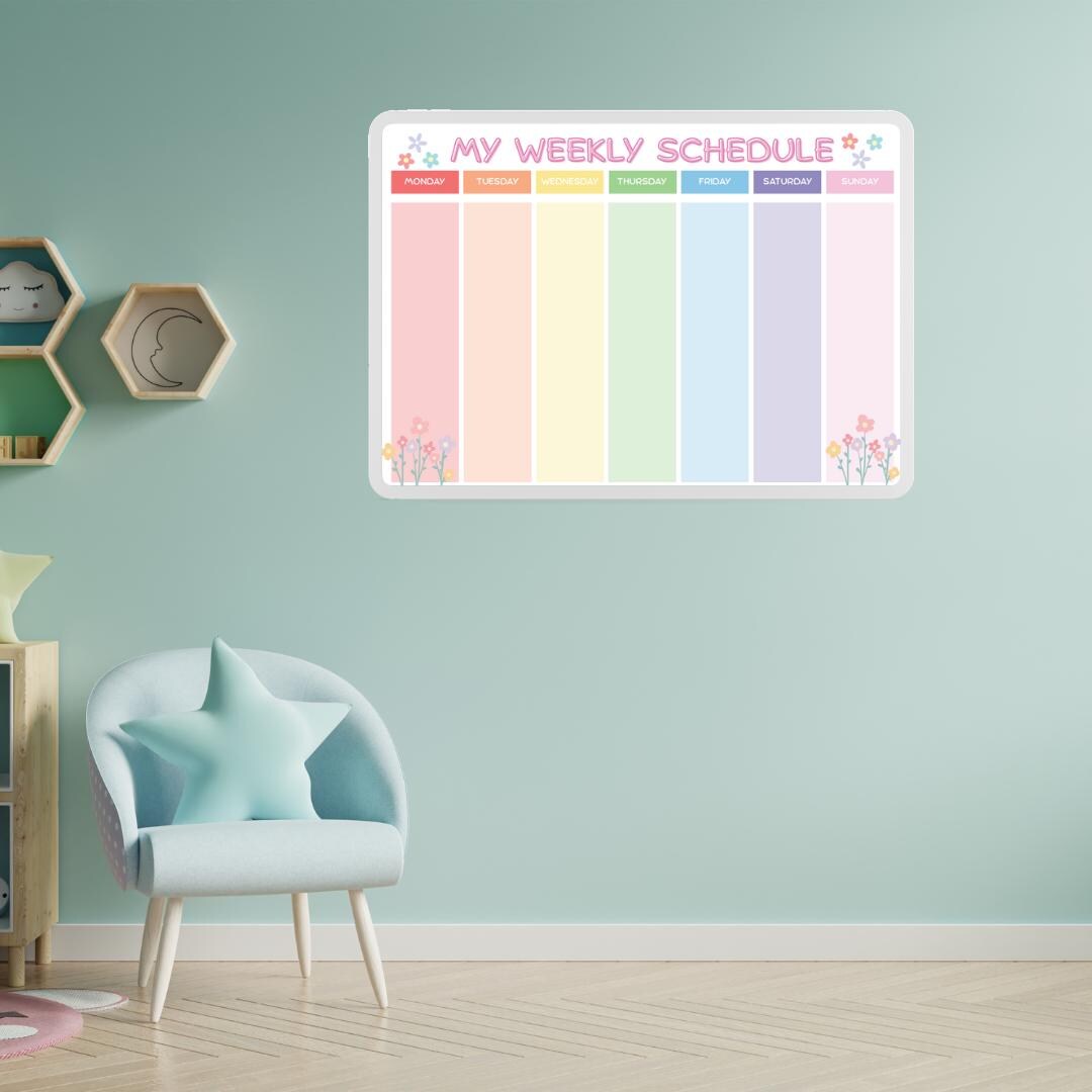 Floral Weekly Schedule Editable| Visual Routine Chart for Kids | Gentle ...