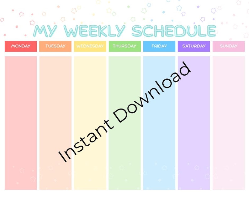 Rainbow Weekly Schedule Editable | Visual Routine Chart for Kids | 168 ...