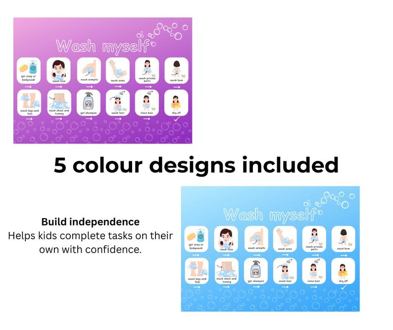 Visual Schedule Bundle for Kids | Washing Myself, Toilet, Brushing ...