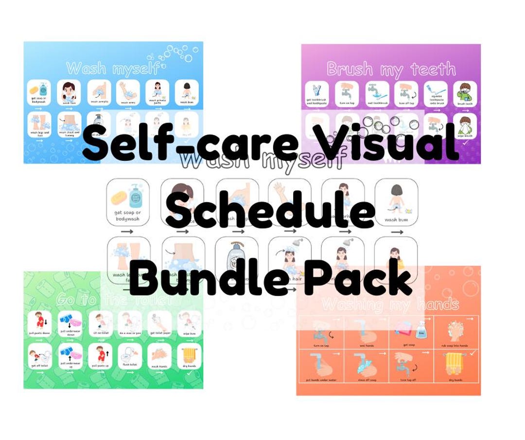 Visual Schedule Bundle for Kids | Washing Myself, Toilet, Brushing ...