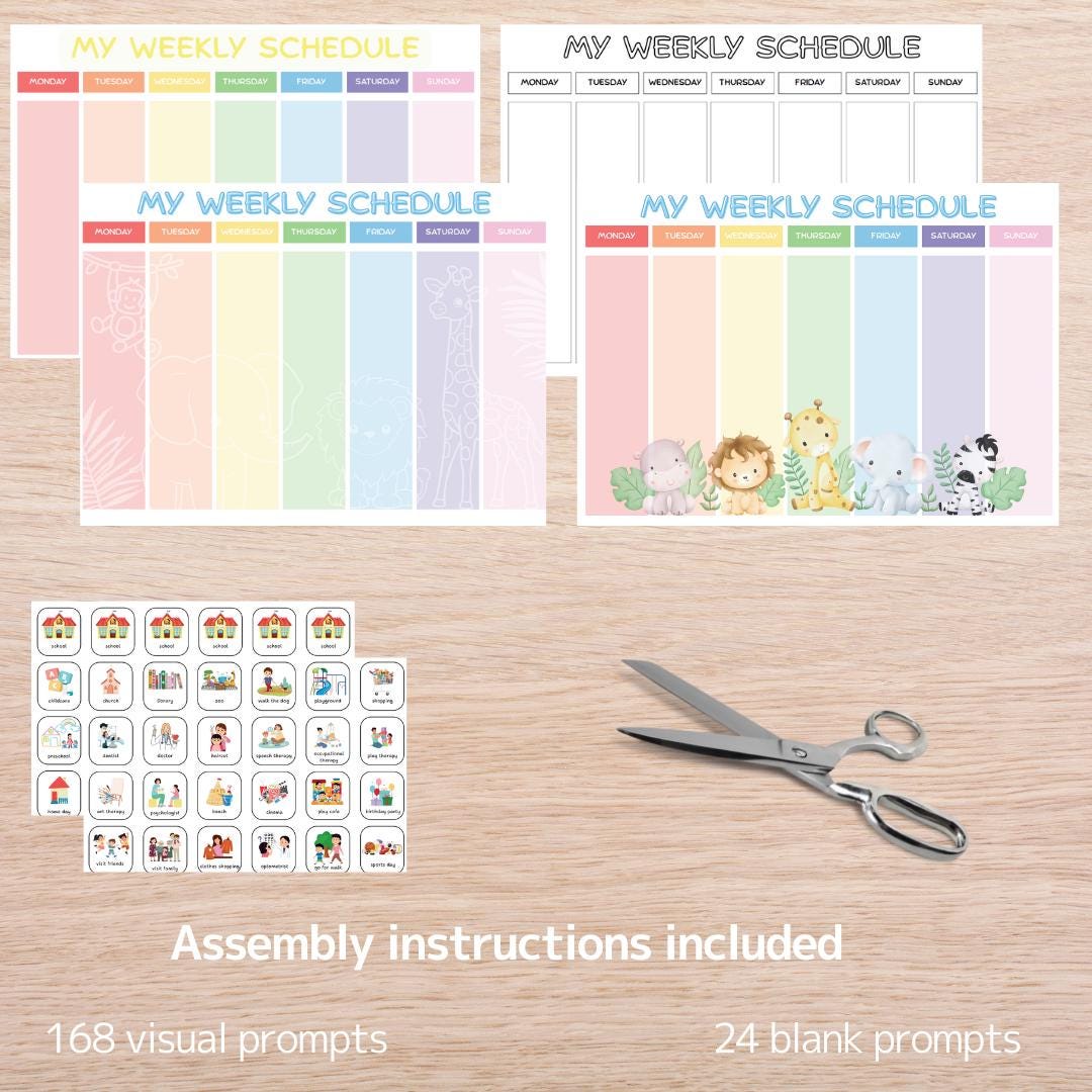 Zoo Animal Weekly Schedule Editable | Visual Routine Chart for Kids | 168 Prompts + Editable ...