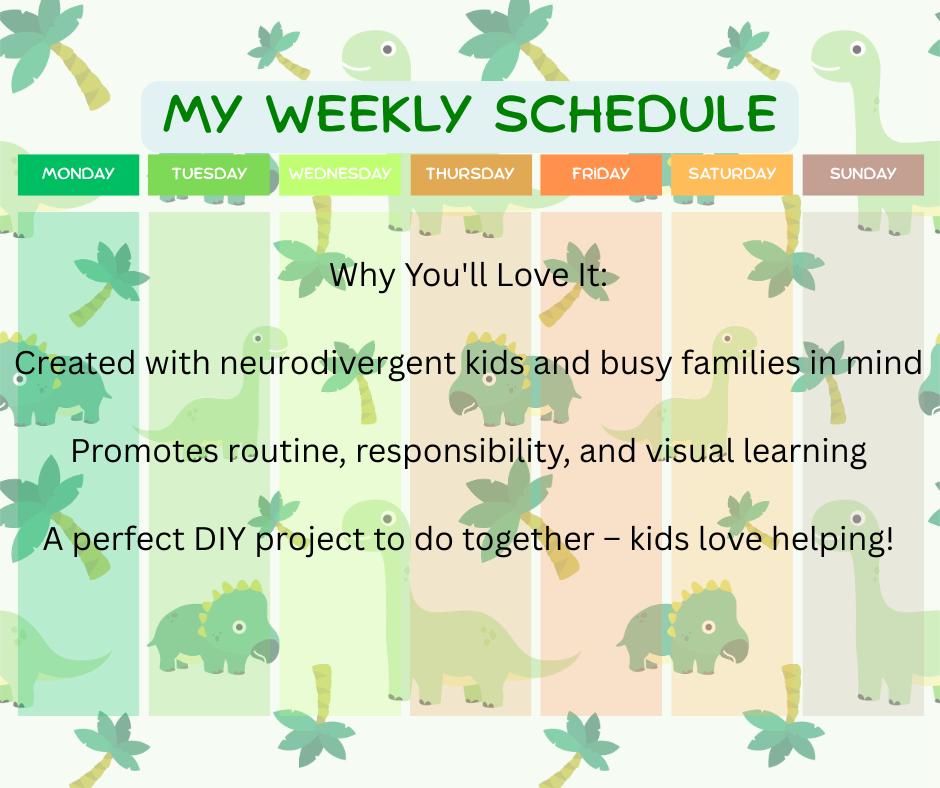 Dinosaur Weekly Schedule Editable| Visual Routine Chart for Kids | 168 ...