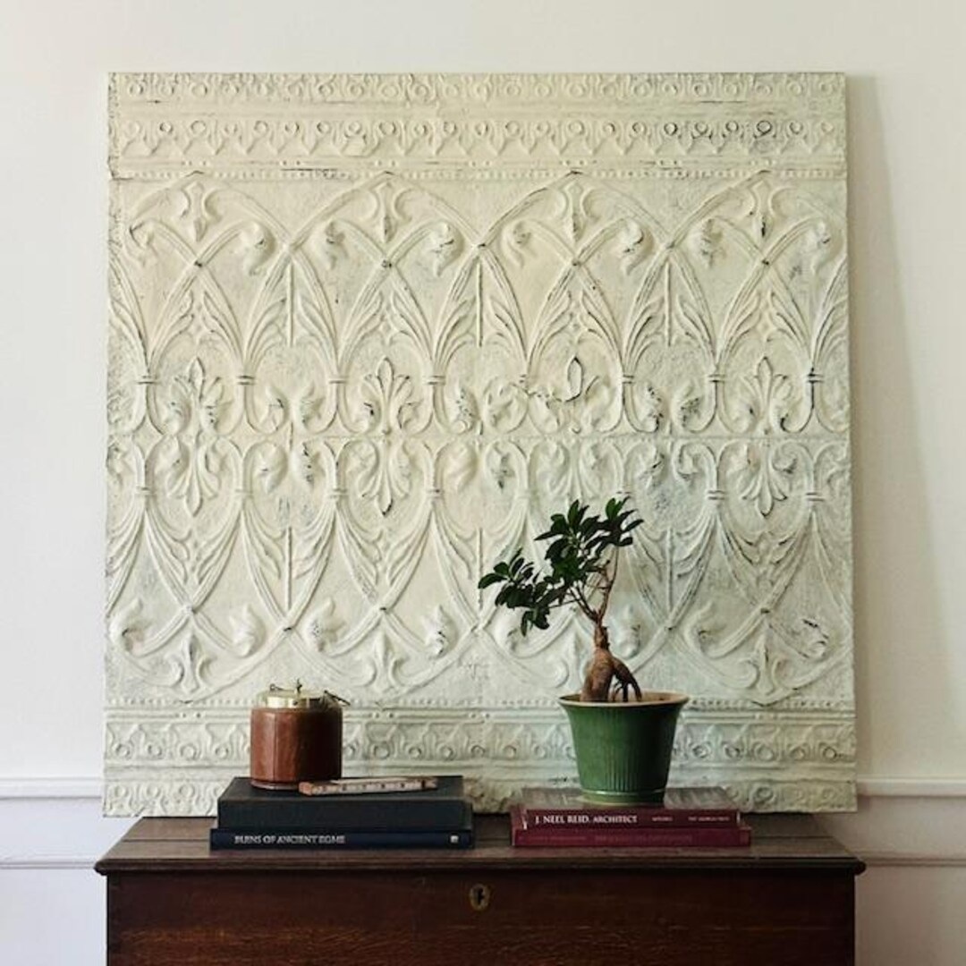 Painted, Reclaimed Tin Ceiling Tile Wall Decor - Etsy