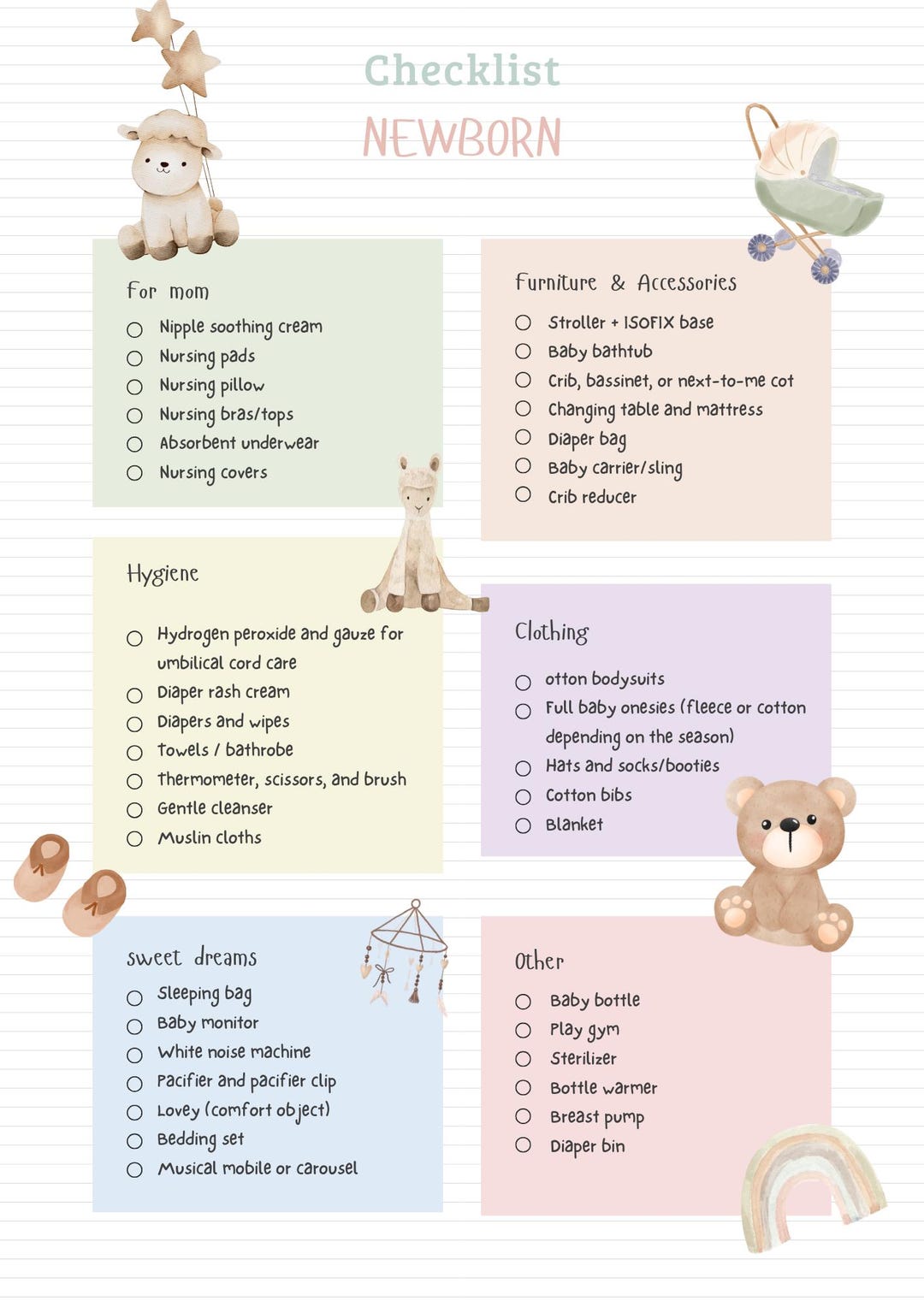 Newborn List Italian-english/ Checklist Baby Birth List Italian-english ...