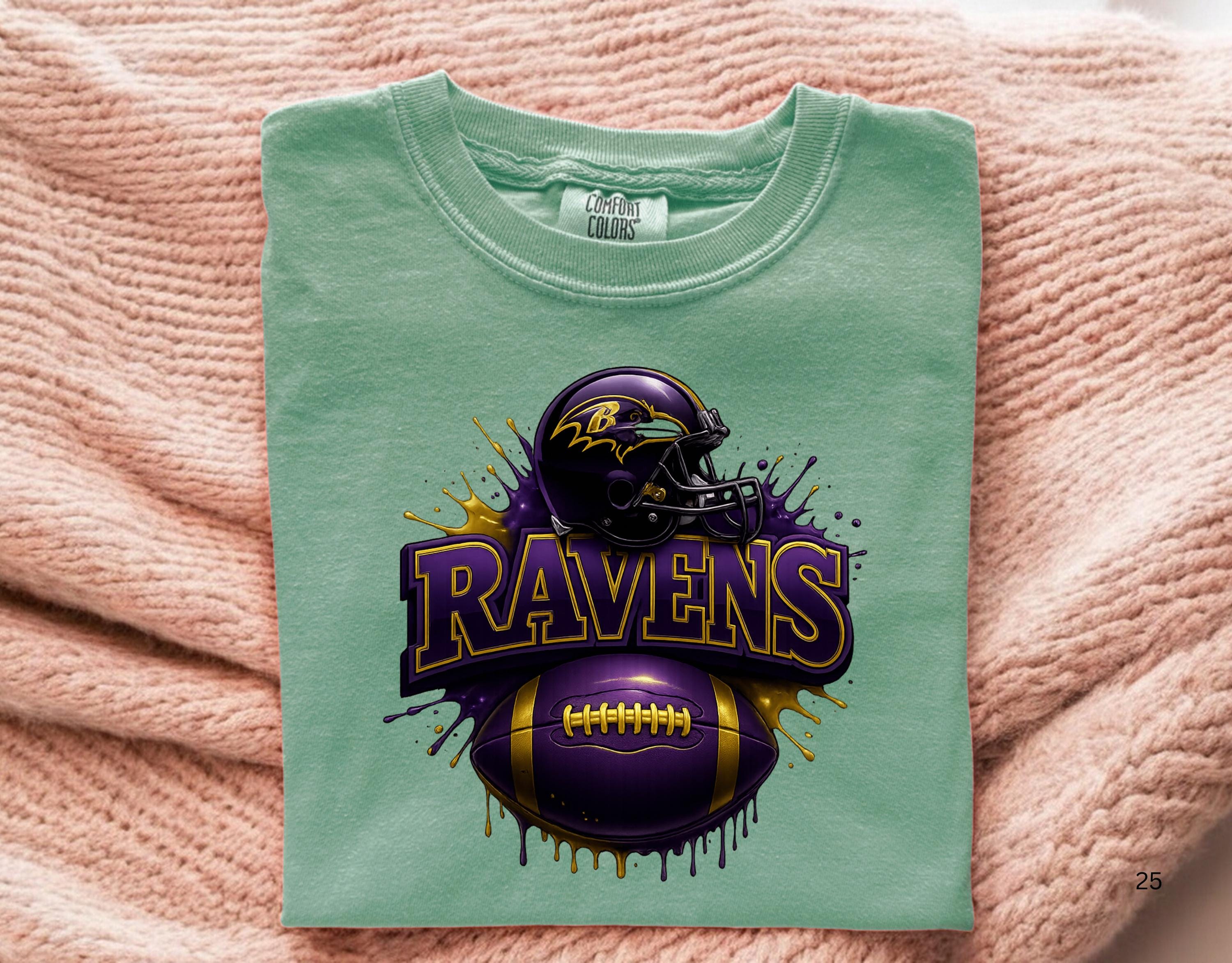 Raven Football Helmet DTF Transfer, Purple Gold Helmet Splash Dripping ...