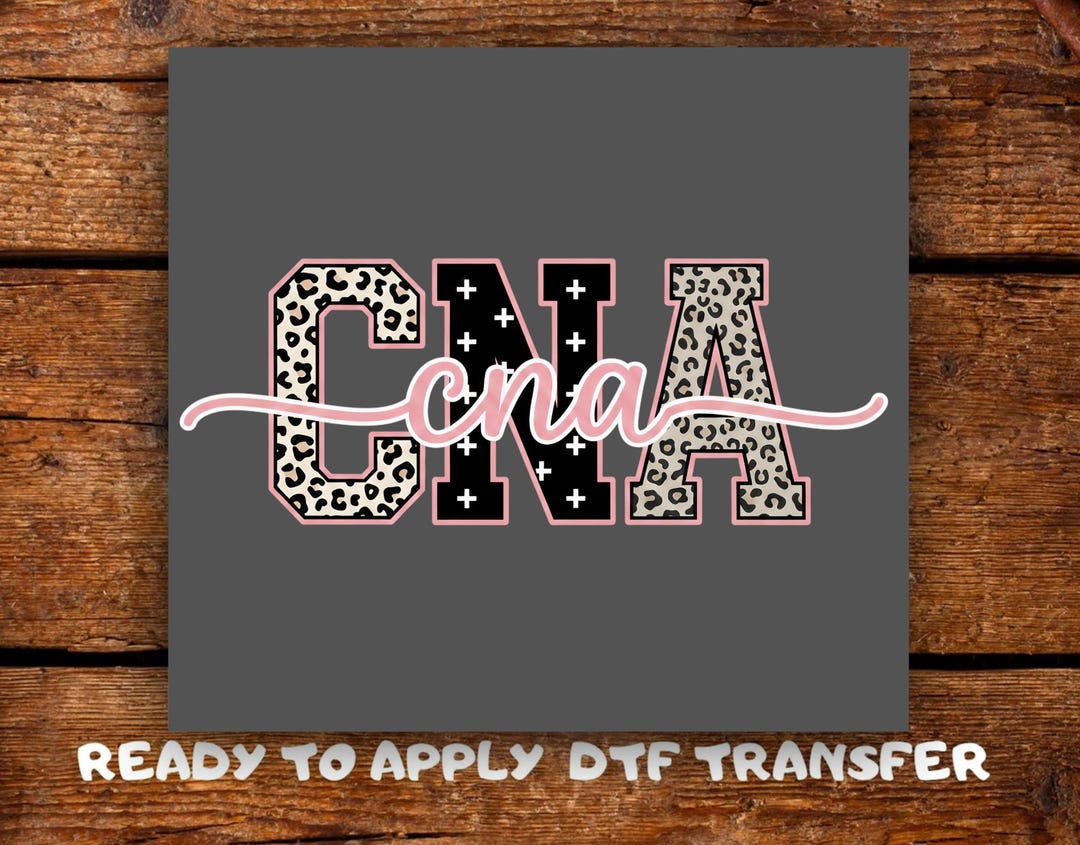Leopard CNA DTF Transfer, Pink Script Cross Mixed‑pattern Medical ...