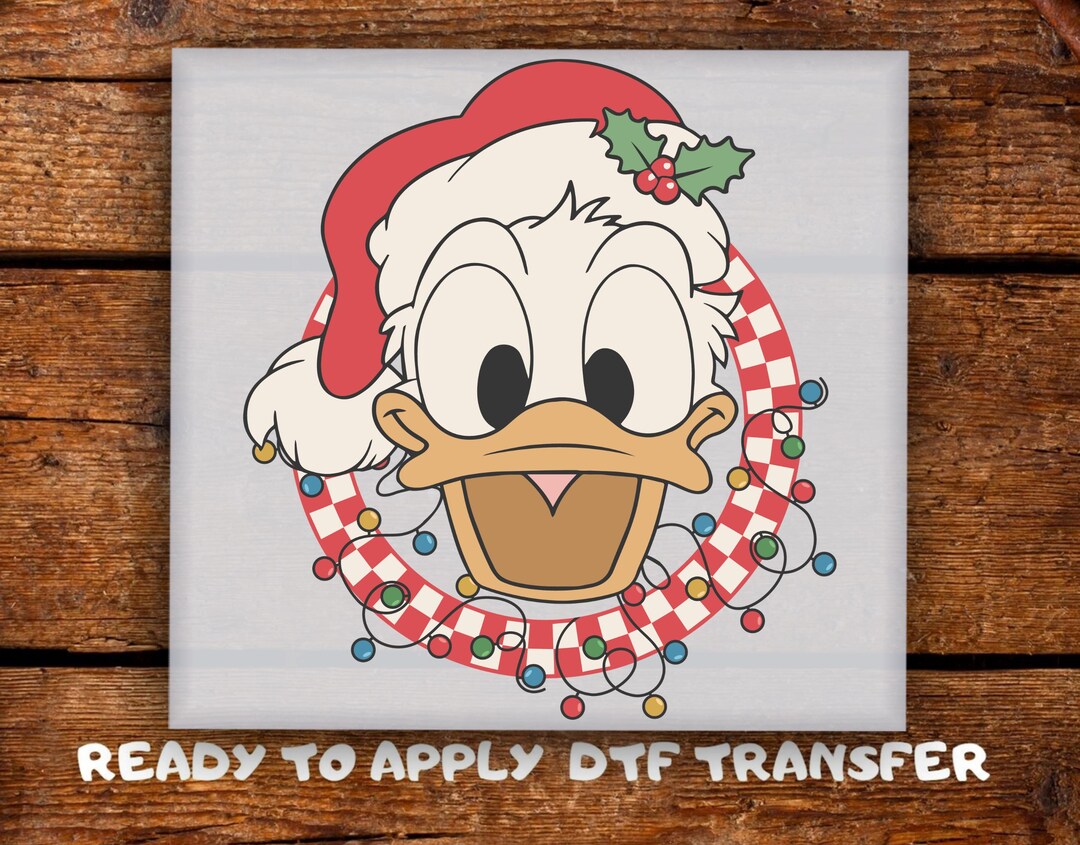 Donald Duck Christmas DTF Transfer • Santa Hat Holiday Wreath Design ...
