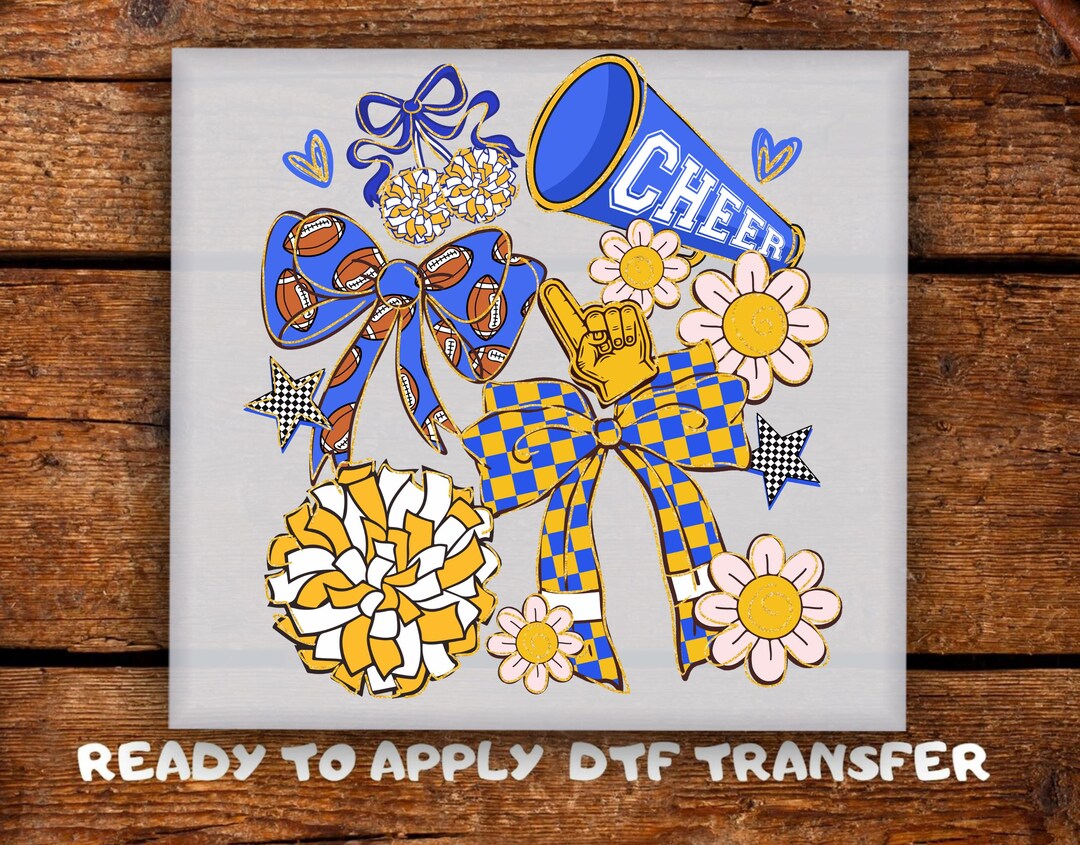 Cheer Coquette Blaugold DTF Preppy Cheerleader Coquette Bow Ready to ...