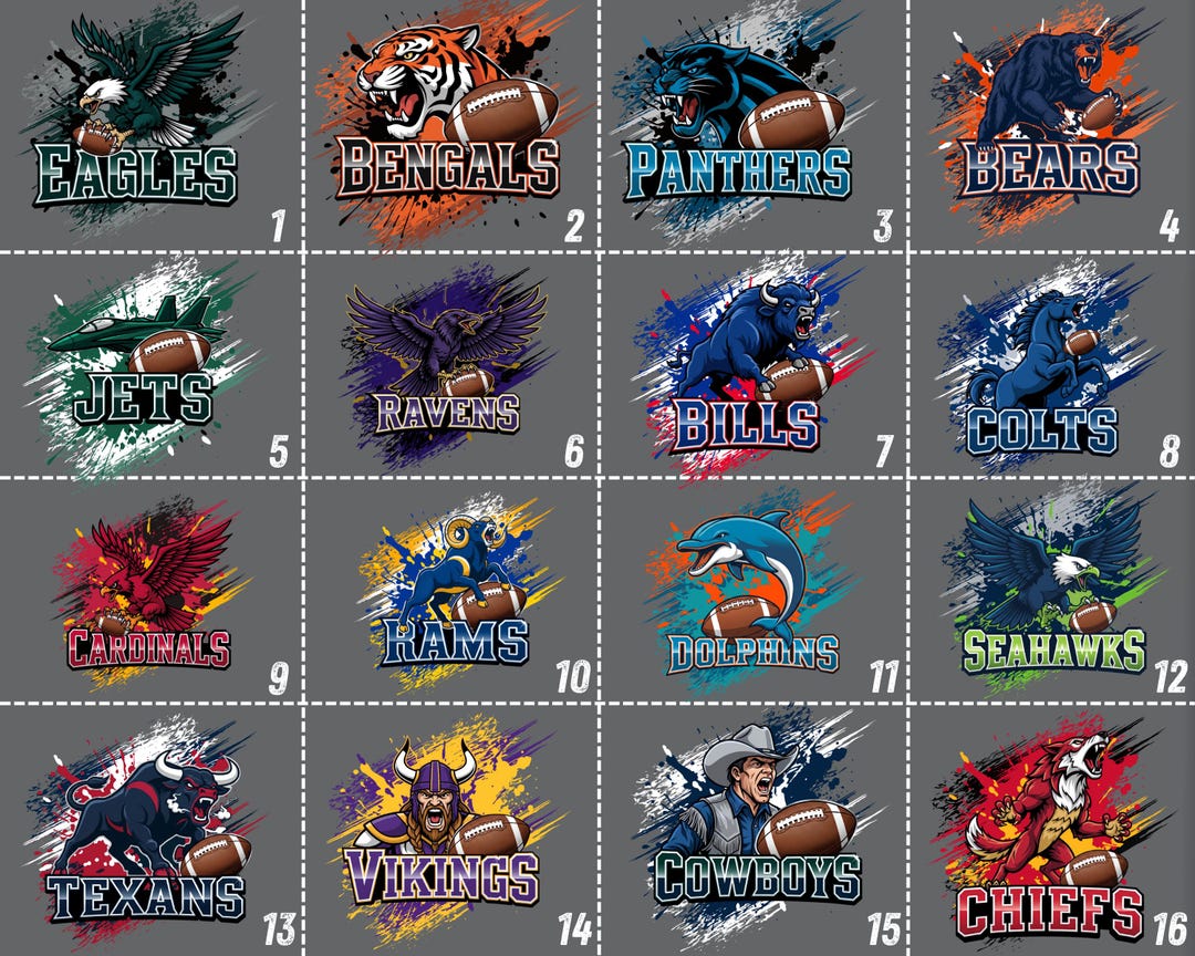 32 Splash Football Team DTF Transfer, Colorful Dripping Football Team ...