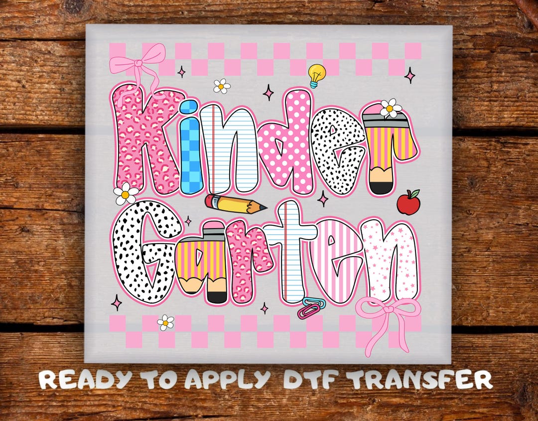 Kindergarten Teacher Pink Bow DTF Checkered Leopard Pencil Sublimation ...