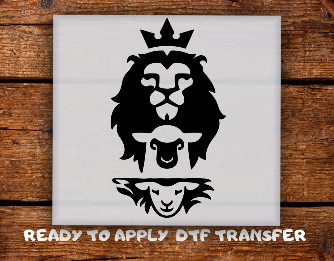 Lion of Judah and Lamb DTF Transfer Christian Cross Crown Design Ready ...