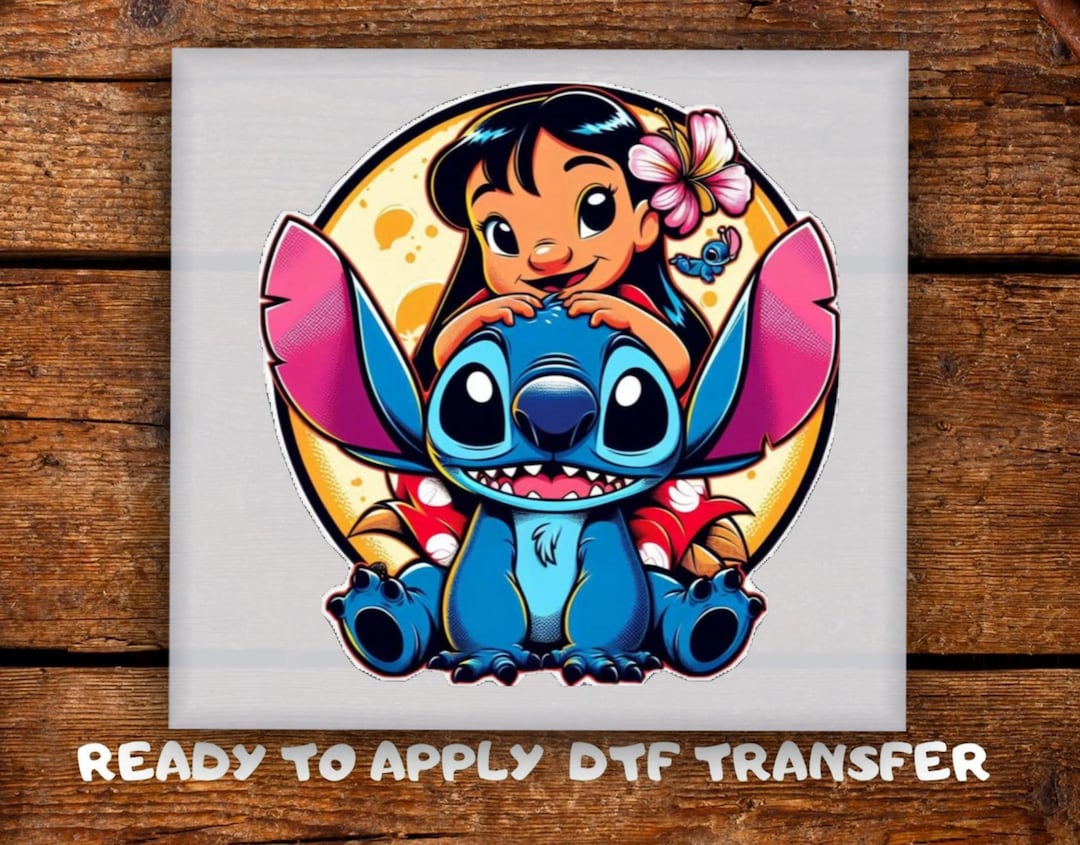Lilo and Stitch DTF Cute Hawaiian Duo Cartoon Design Ready to Press ...