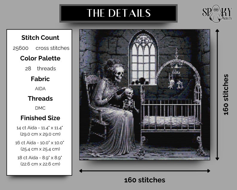 Gothic Cross Stitch Pattern | Skeleton Mother & Baby | Dark Nursery ...