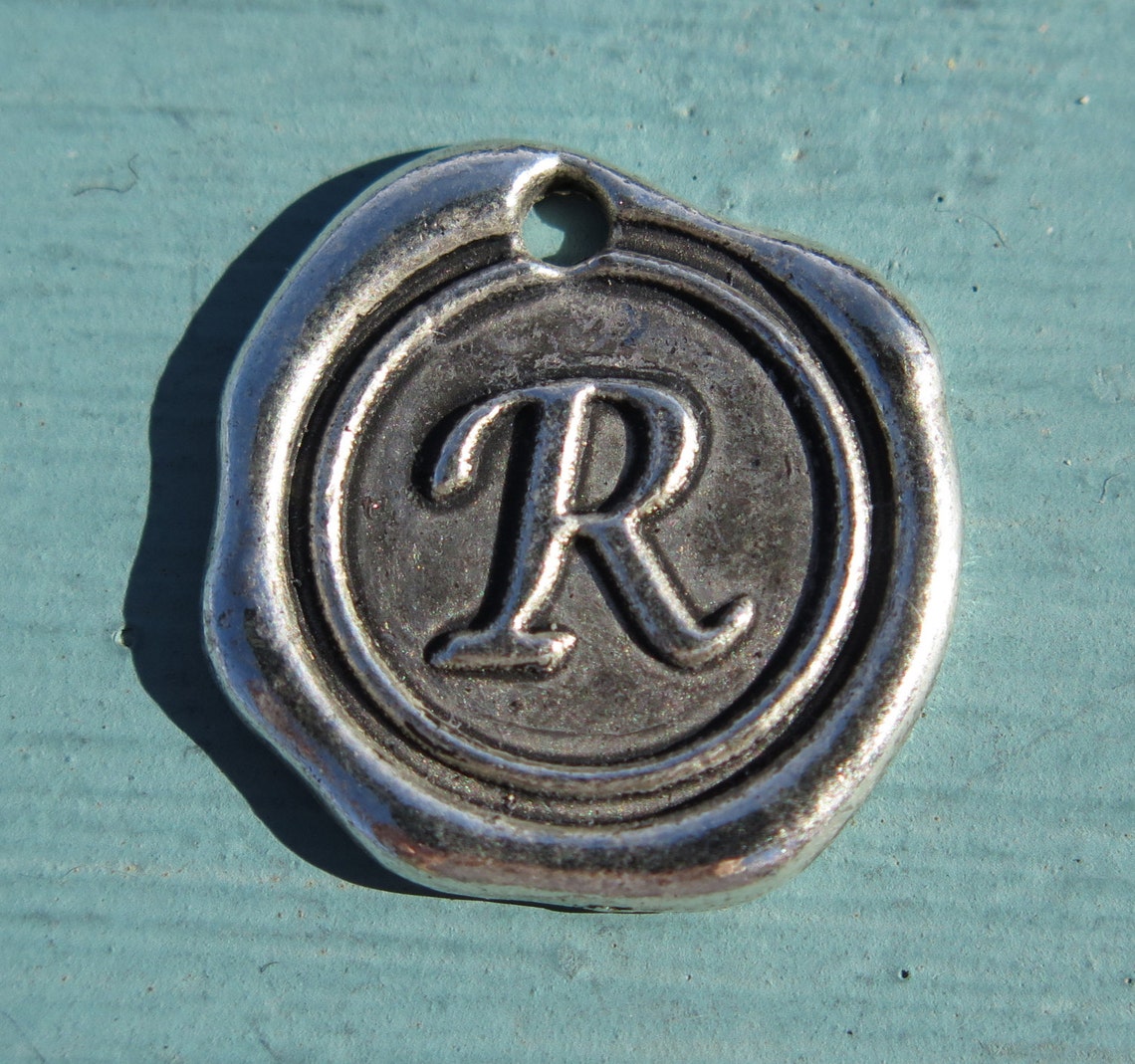 Letter Charm Letter R Charm Letter Pendant Circle Charm - Etsy