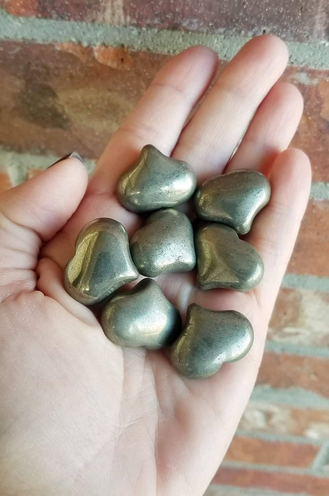 Pyrite Heart Stones, Worry Stones, Pocket Stones, Heart Worry Stones ...