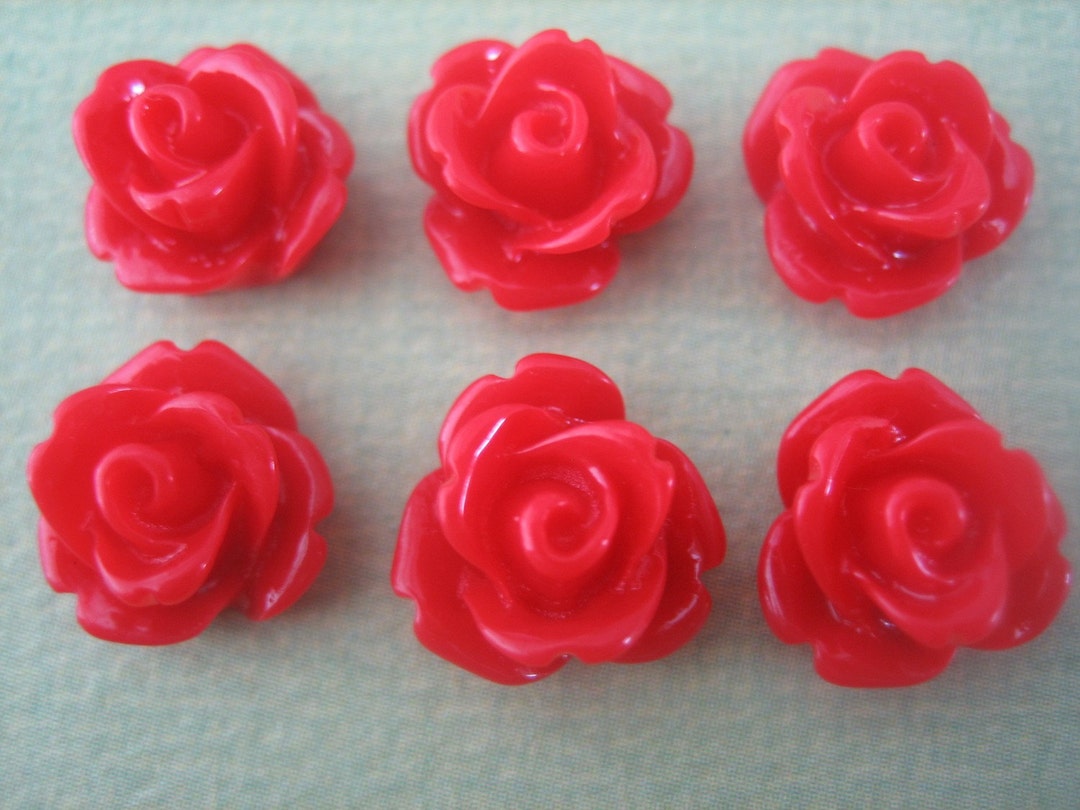 Mini Roses, 10mm Roses, Red Mini Rose Flower Cabochons, 10mm Red Mini ...