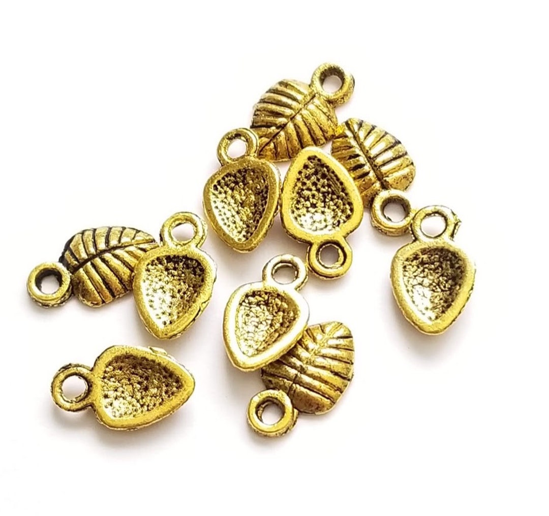 Gold Leaf Charms, Gold Leaves, Mini Leaves, Mini Gold Leaves, Mini Gold ...