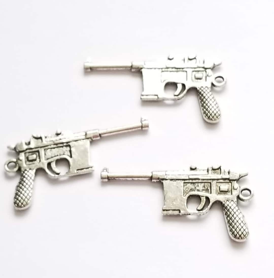 Gun Charms, Antique Silver Tone Gun Charms, Weapon Charm, C110, 41x21mm ...