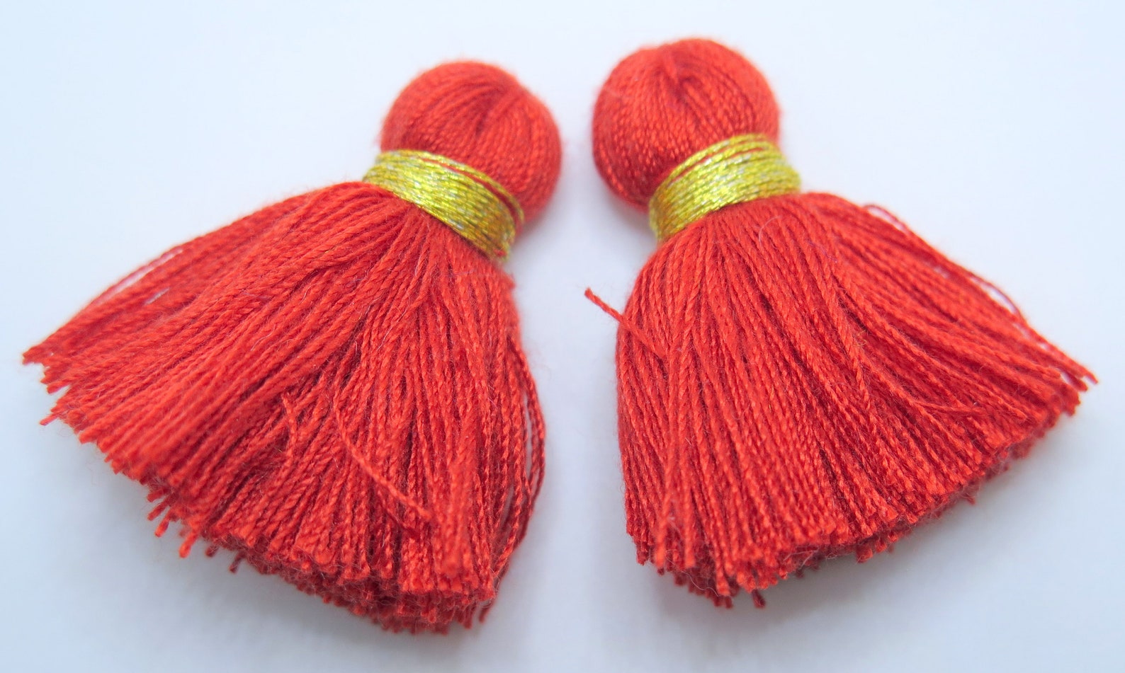 Red and Gold Tassels, Red Cotton Jewelry Tassels With Gold Thread ...