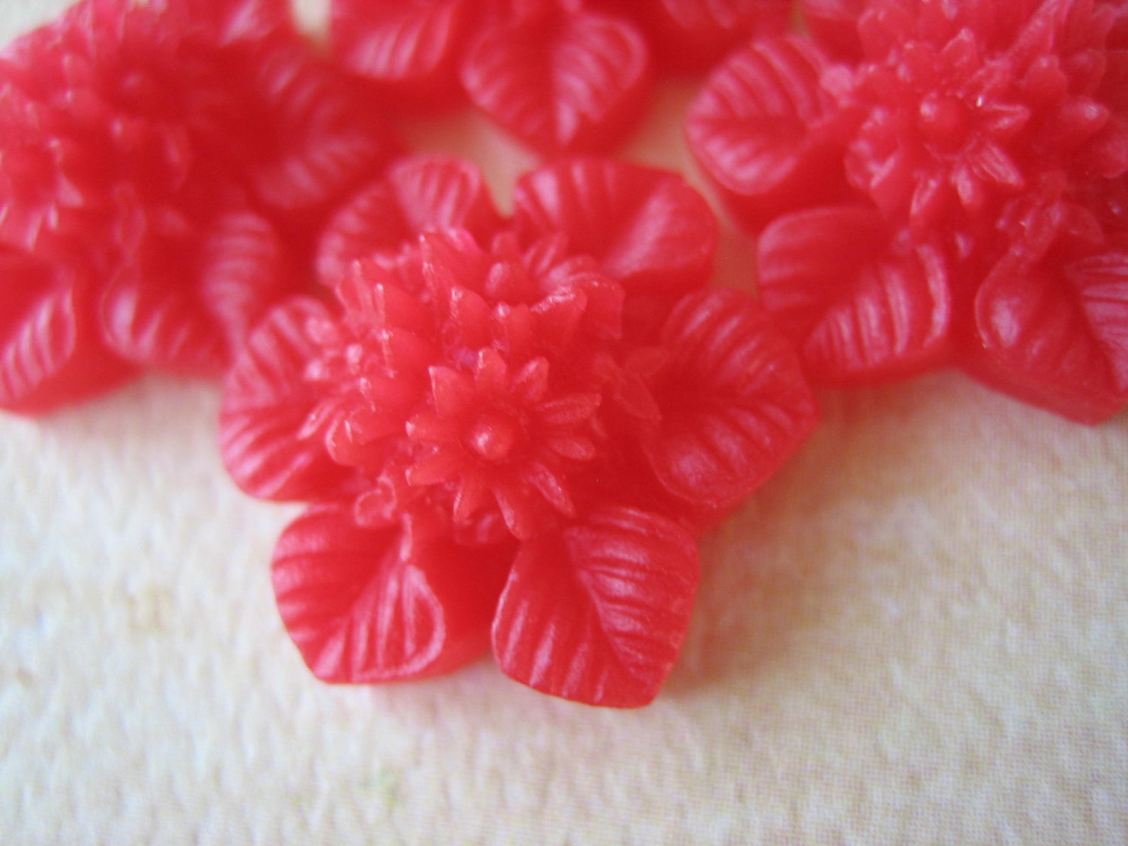 Red Bouquet Cabochons, 21mm Red Flower Cabochons, 4pcs Cabochons, Resin ...