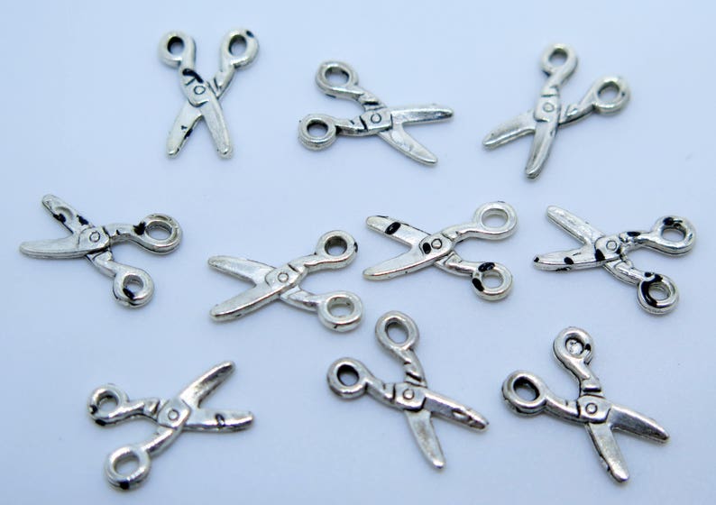 Scissor Charms, Mini Scissors, Pewter Scissor Charms, Antique Silver ...
