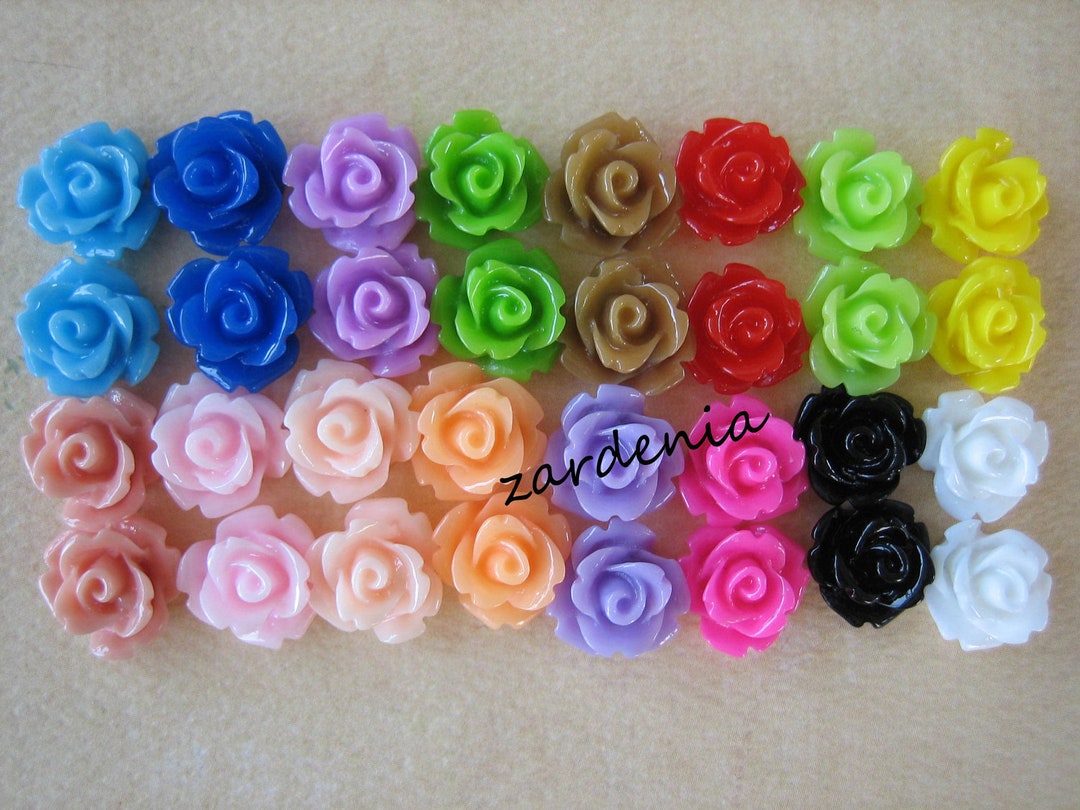 32PC Mini Rose Flower Cabochons, 10mm Mini Roses, Resin Roses, Autumn ...