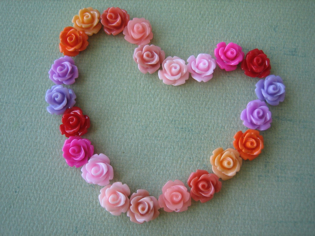 Mini Roses, 10mm Mini Roses, 22pcs Flower Cabochons, 10mm Resin Flowers ...