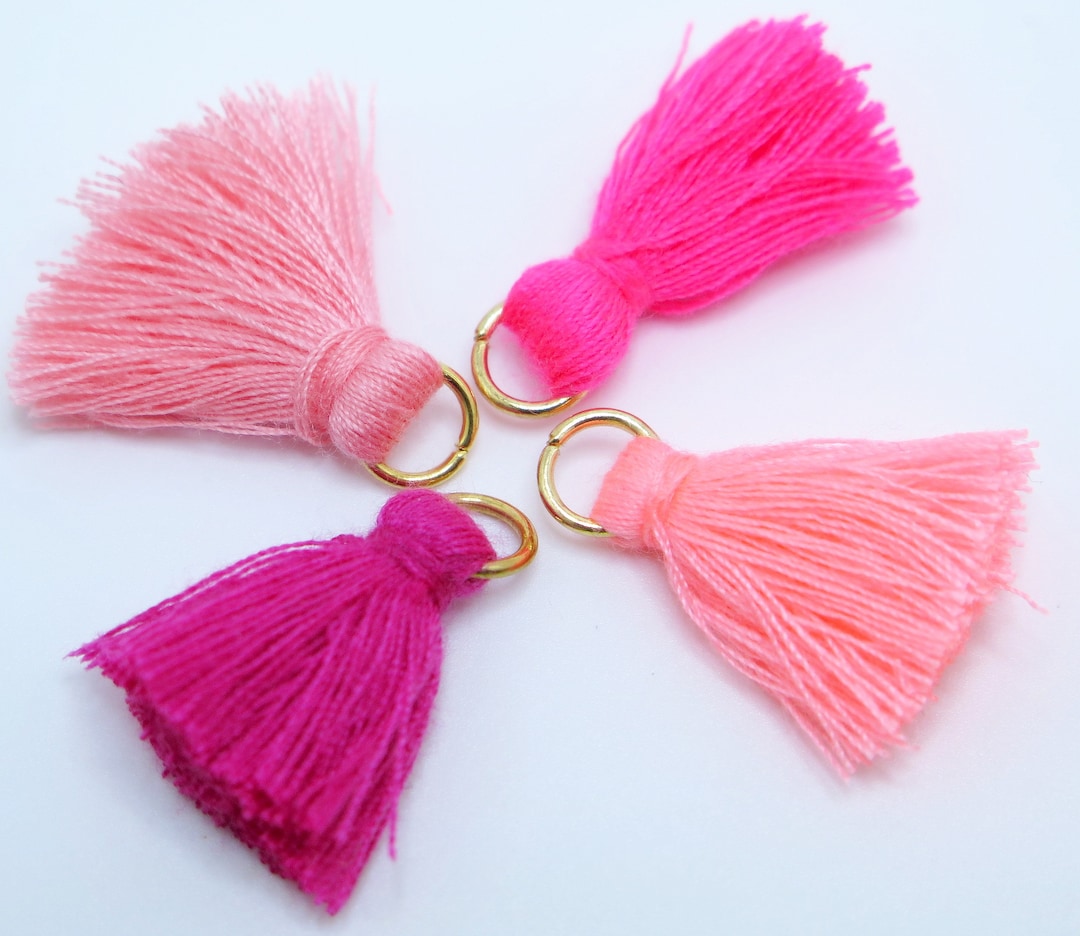 Hot Pink Tassels, Tassel Mix 2 - 4 Color Sampler Pack, Small Cotton ...