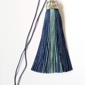 Blue Tassel, Long Tassel, Blue and Turquoise Tassel, Tassel With Cap, 4 ...