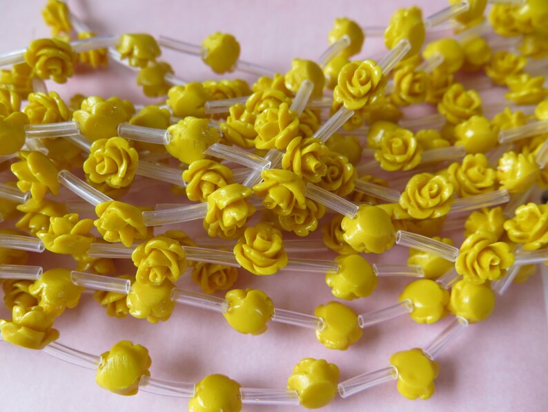 Yellow Flowers, Yellow Mini Roses, 12pcs Mini Rose Flower Cabochons ...