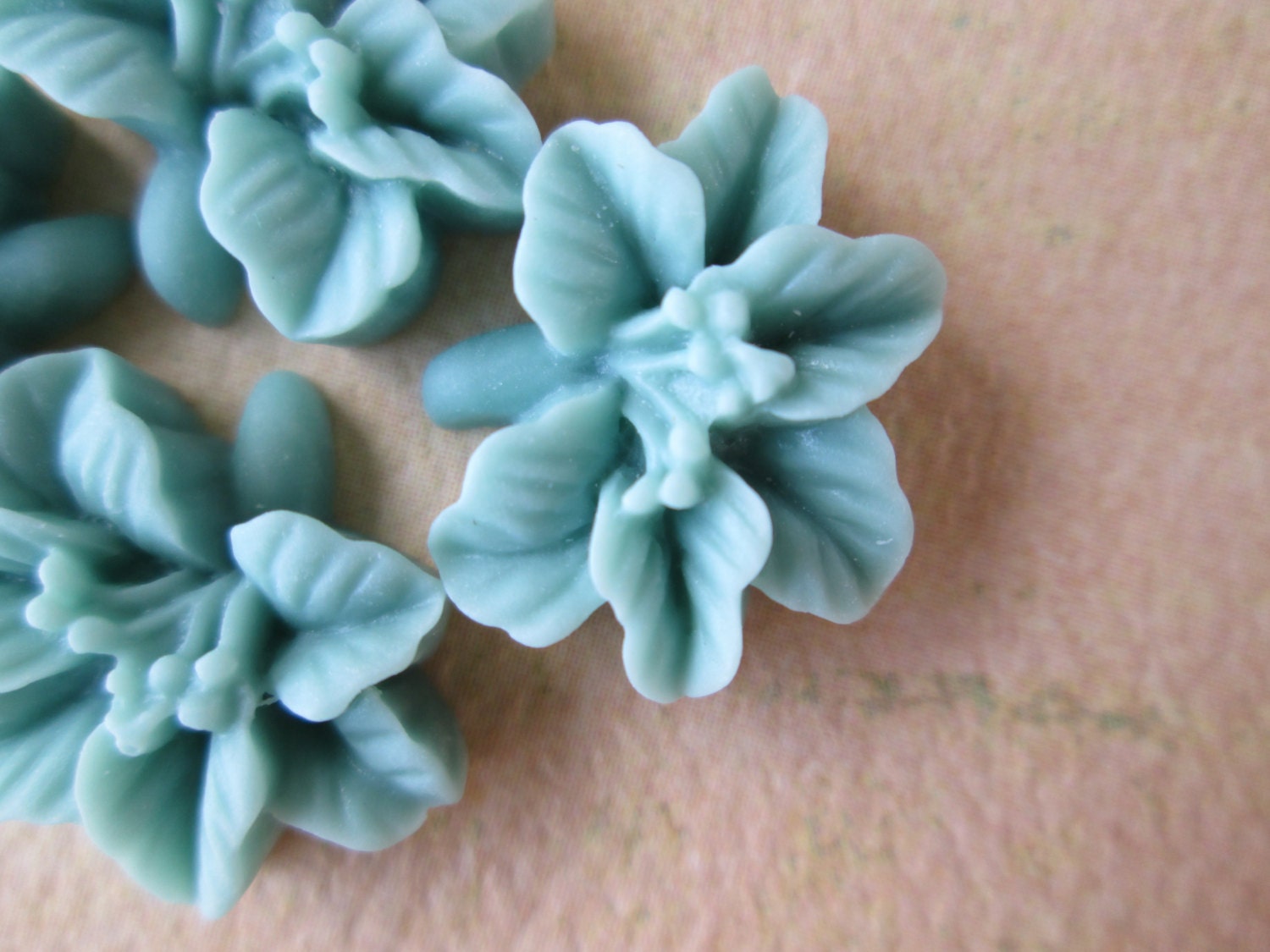 Slate Blue Flowers, 4pcs Lily Flower Cabochons, Resin Flower Cabochons ...