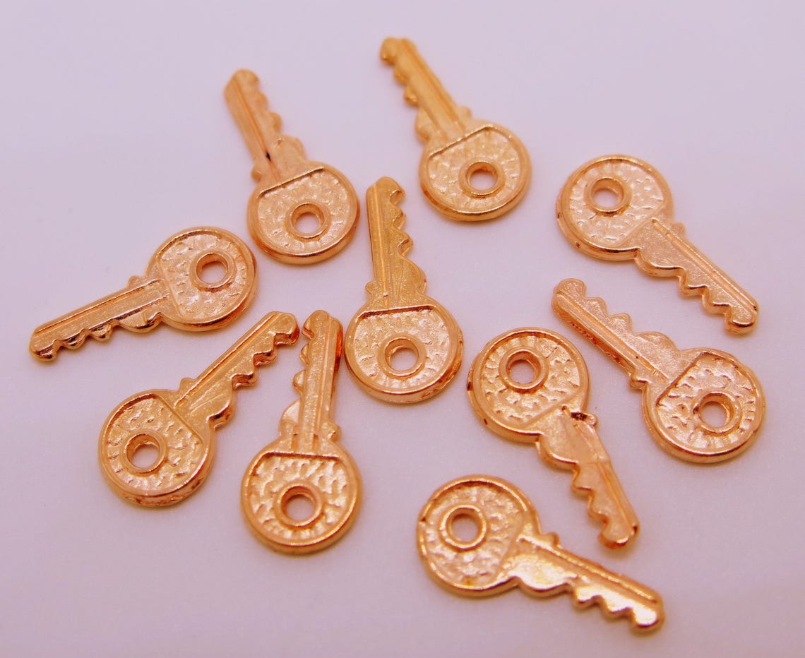 Key Charms Rose Gold Keys Mini Key Charms Mini Keys 10pcs - Etsy