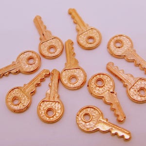 Key Charms, Rose Gold Keys, Mini Key Charms, Mini Keys, 10pcs, 15x7mm ...