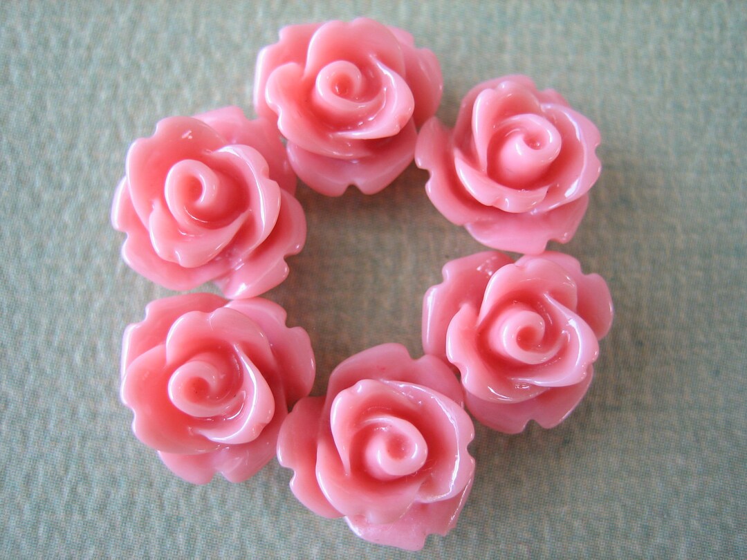 6PCS Mini Rose Flower Cabochons, 10mm Mini Roses, Resin Flower Cabs ...