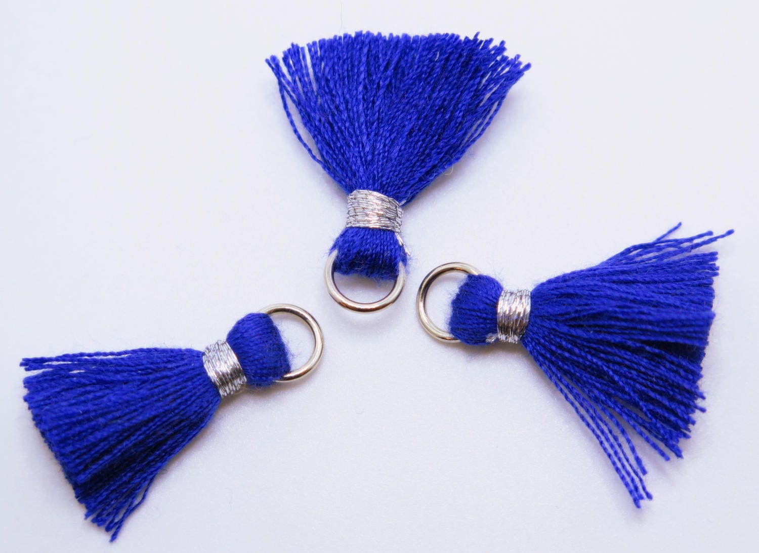 Blue Tassels, Blue and Silver Tassels, Tassels With Jump Rings, Silver ...