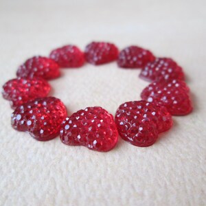 Mini Red Hearts, 10pcs Red Heart Rhinestone Cabochons, 10mm Sparkly ...