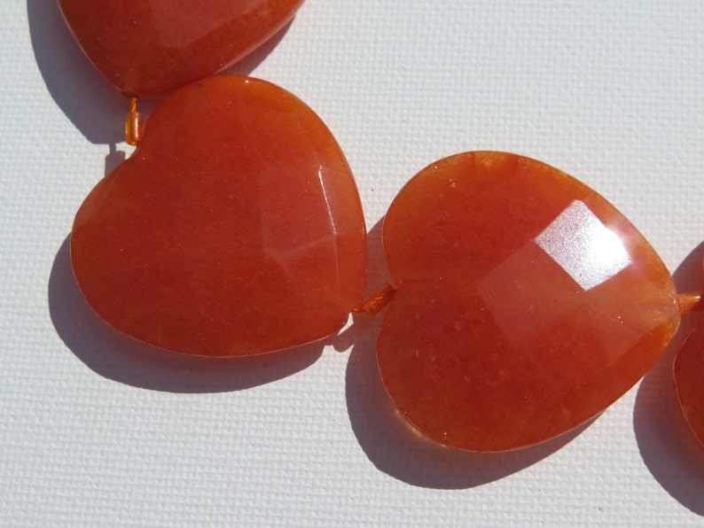Orange Hearts, Dyed Jade Heart, Orange Dyed Jade, Orange Heart, Faceted ...