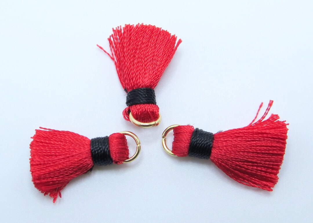 Red Tassels, Red and Black Tassels, Cotton Tassels, Gold Plated Jump ...