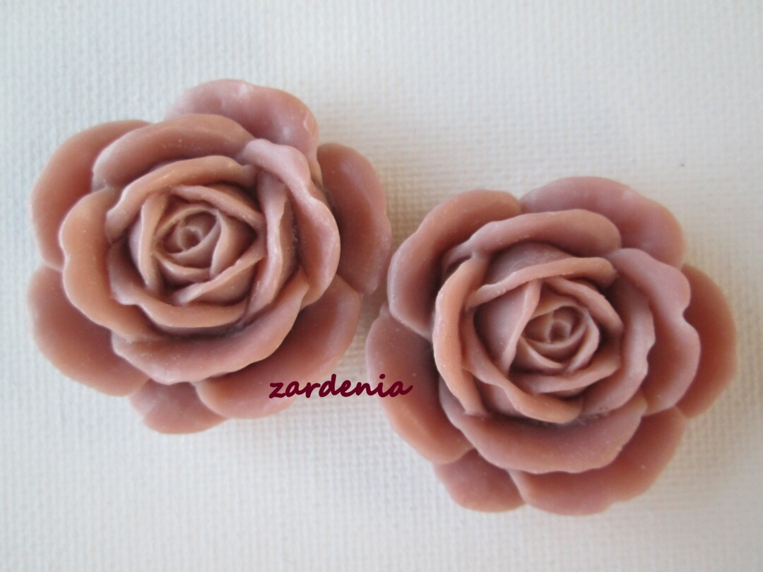Mauve Roses, Resin Cabochons, DIY Flowers, 38mm Rose Cabochons, 2pcs ...