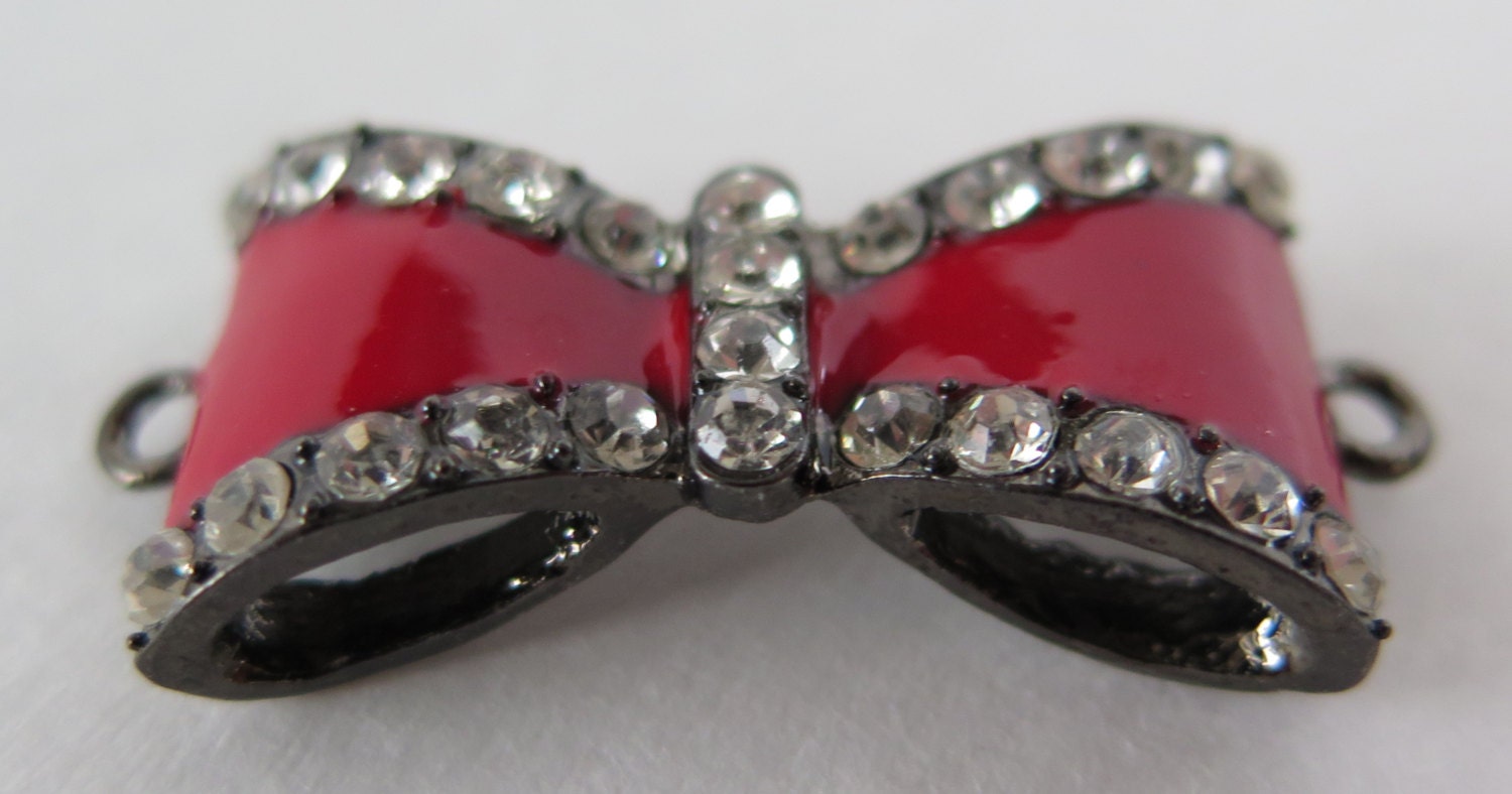 Red Bow Bow Connector Bow Charm Red Bow Charm Red Enamel - Etsy
