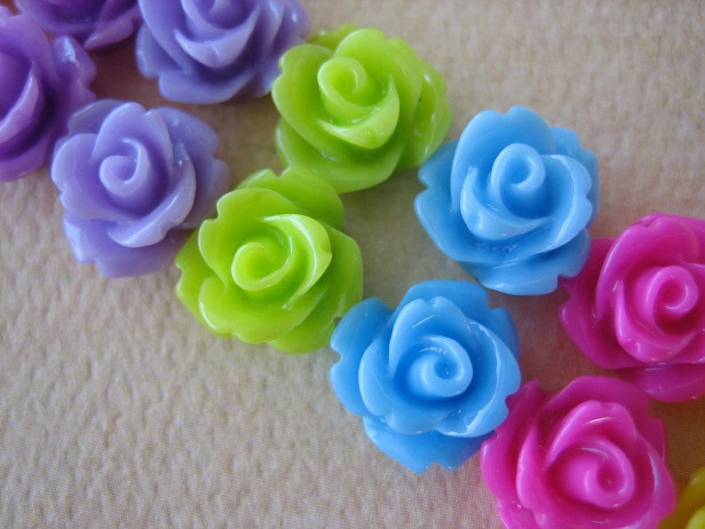 14PCS Mini Rose Flower Cabochons 10mm Resin Mini Roses 7 | Etsy