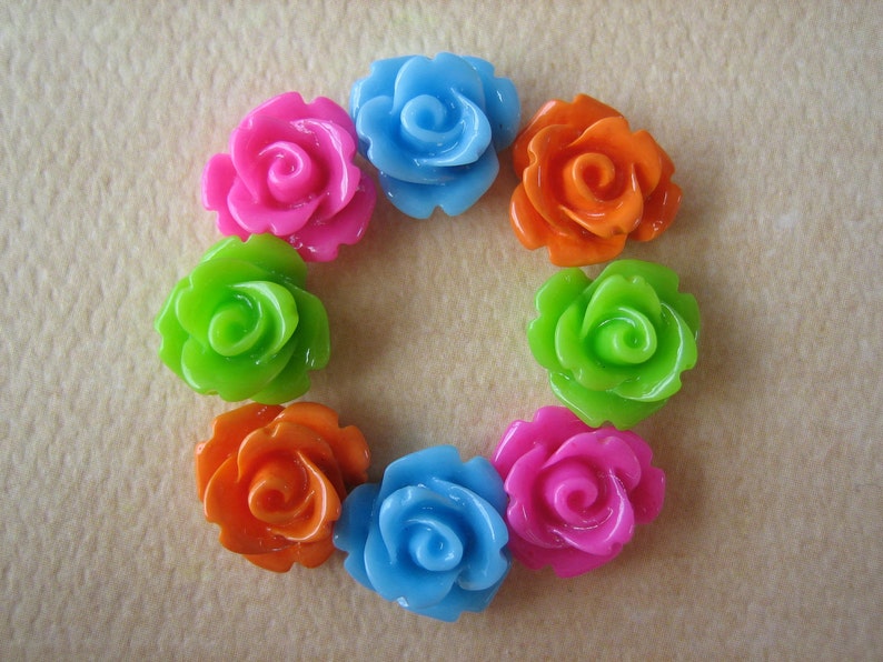 Small Roses, Mini Roses, Resin Flowers, 8pcs Mini Rose Flower Cabochons ...