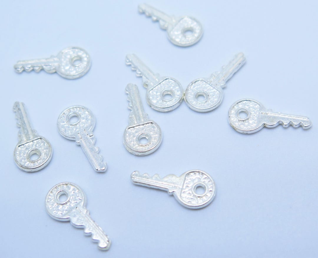 Key Charms, Silver Keys, Diy Keys, Small Keys, Mini Keys, 10pcs, 15x7mm ...