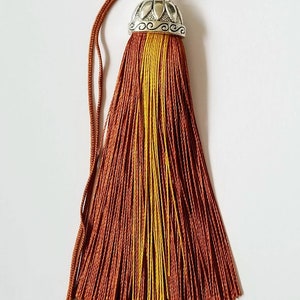 Brown Tassel, Long Tassel, Brown and Yellow Tassel, Tassel With Cap ...