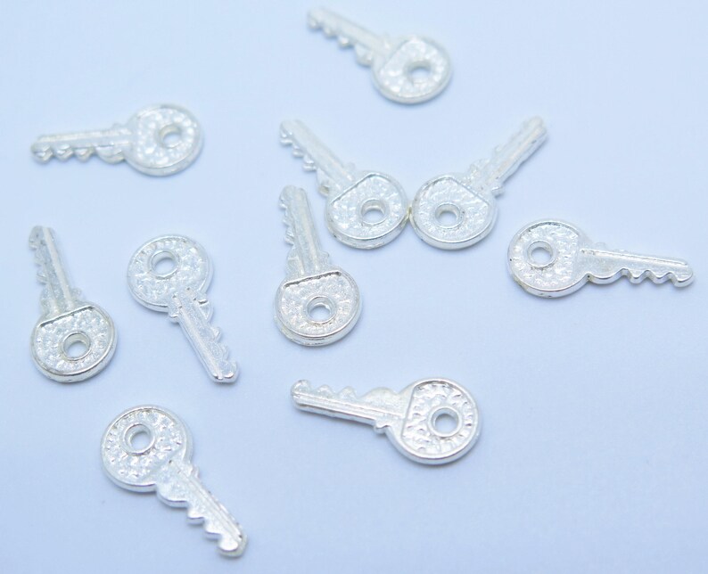 Key Charms, Silver Keys, Diy Keys, Small Keys, Mini Keys, 10pcs, 15x7mm ...