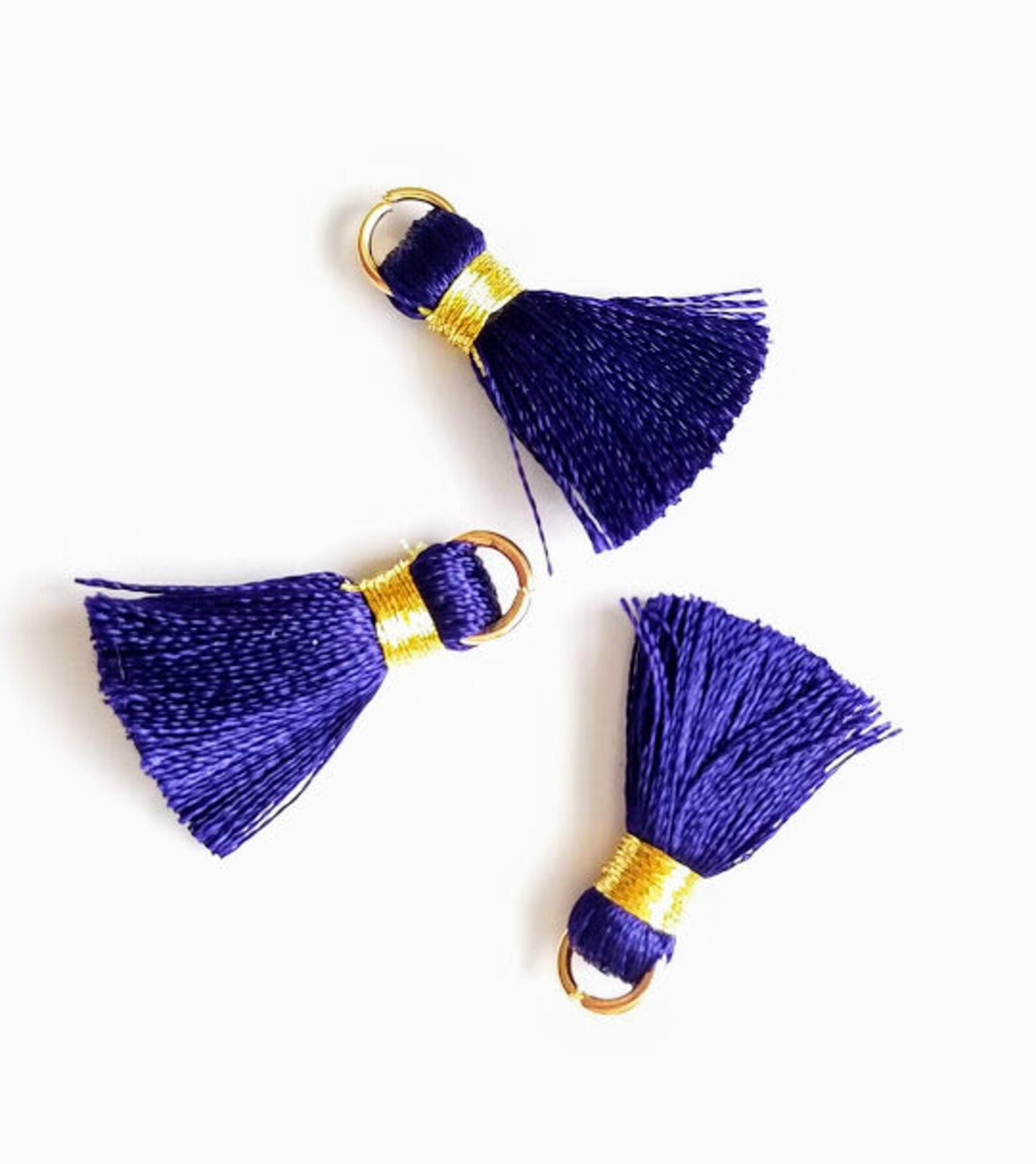 Navy Tassels Blue Tassels Cotton Tassels Navy and Gold - Etsy