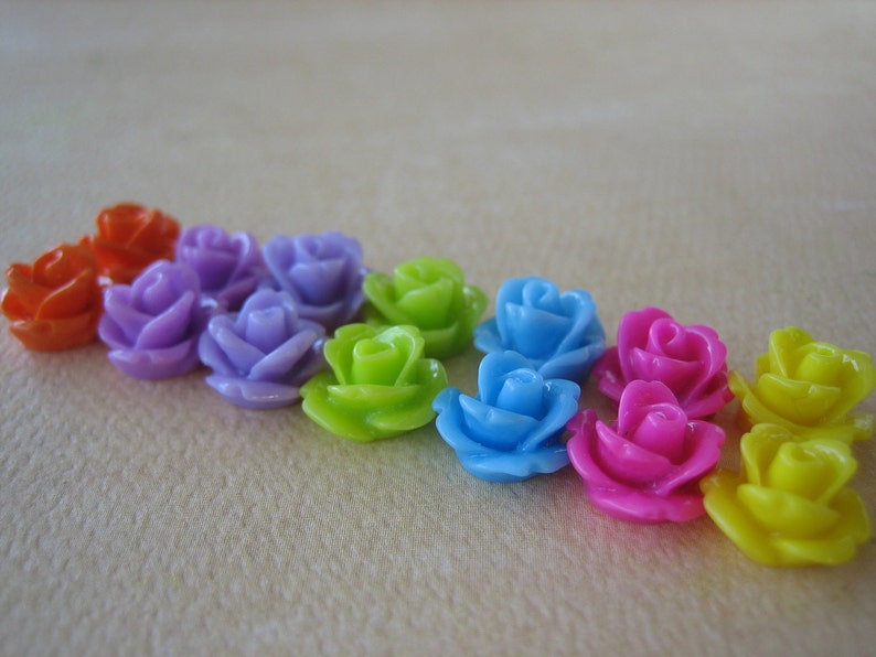 14PCS Mini Rose Flower Cabochons 10mm Resin Mini Roses 7 | Etsy