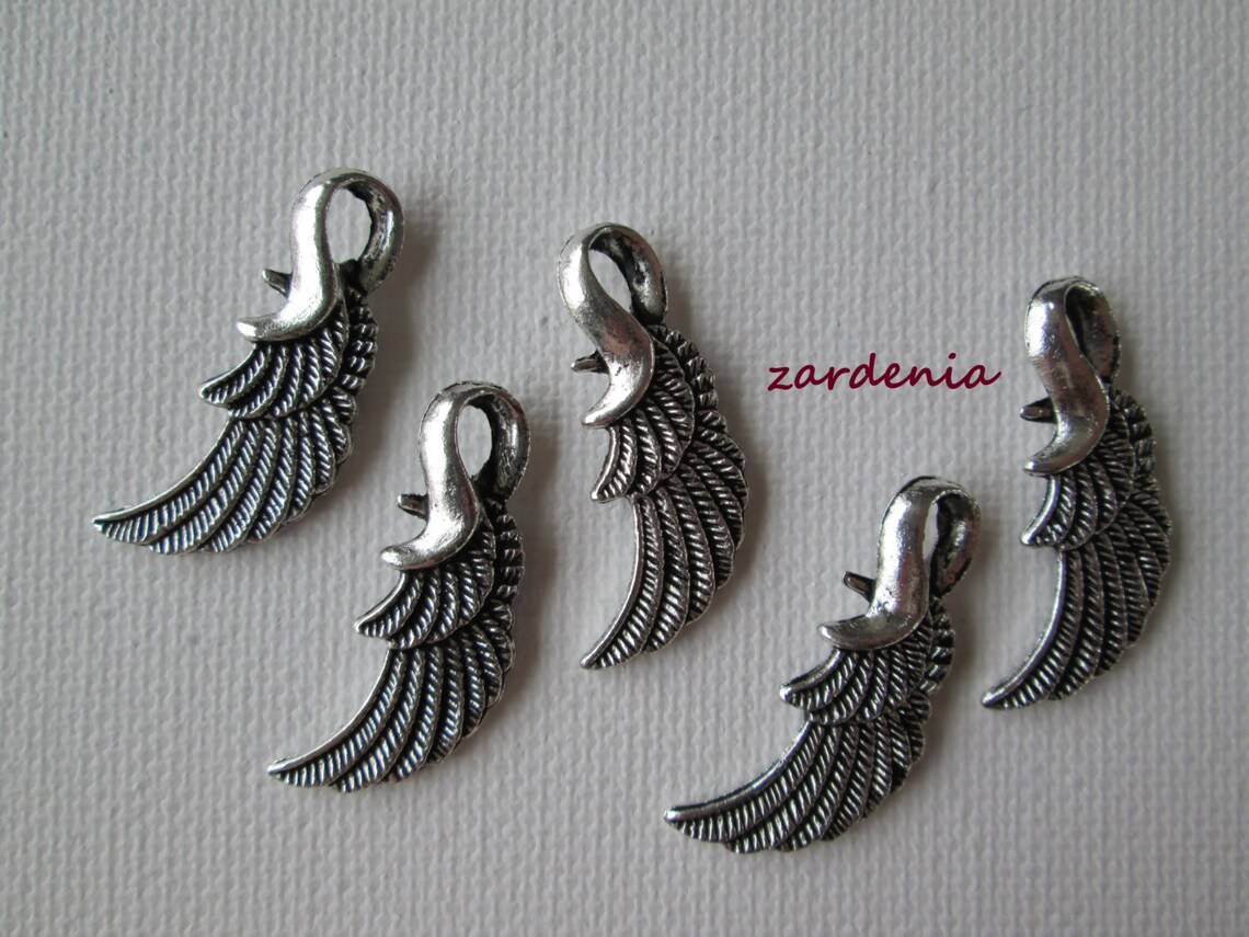 Angel Wing Wing Charms Angel Wing Pendant 5pcs Silver Angel | Etsy